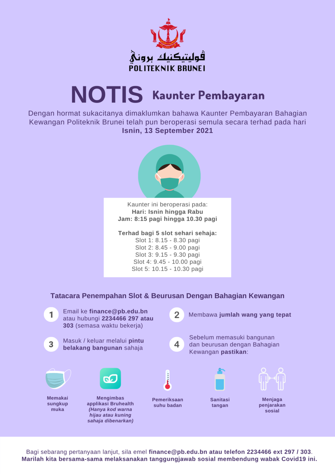 NOTIS KAUNTER PEMBAYARAN BAHAGIAN KEWANGAN POLITEKNIK BRUNEI ...